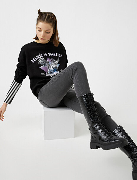 Koton Ole Genç Kız Pamuklu Skinny Carmen Jean - Yüksek Bel Dar Kesim Dar Paça Pantolon