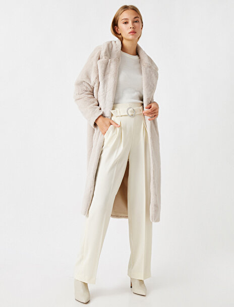 Koton Kadın Kemerli Geniş Paça Pantolon