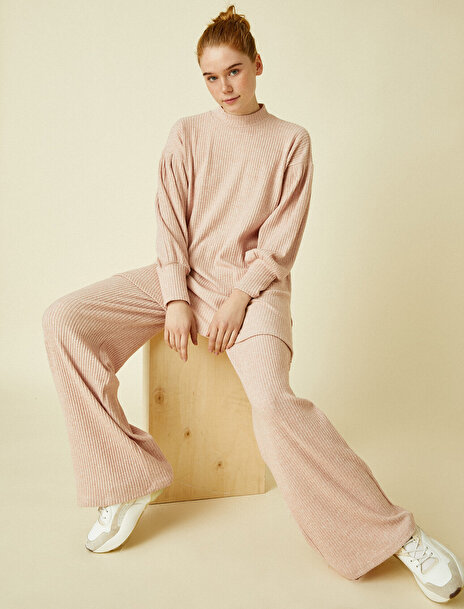 Koton Kadın Düz Renk Geniş Paça Pantolon