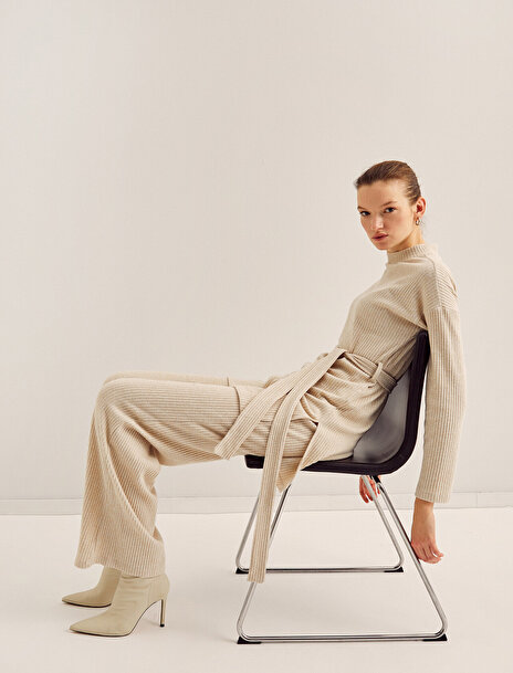 Koton Kadın Düz Renk Geniş Paça Pantolon