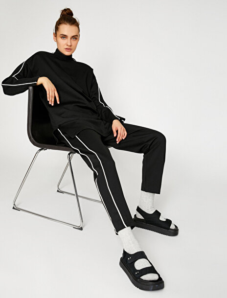 Koton Kadın Pamuklu Şerit Detaylı Pantolon