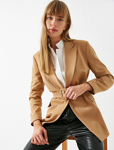 Koton Kadın Kemerli Gabardin Blazer Ceket