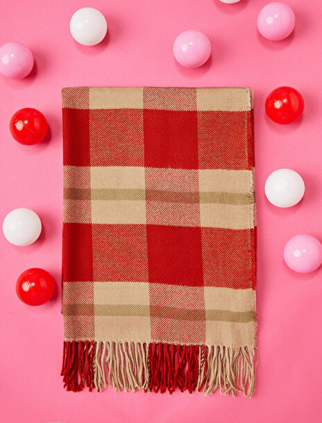 Koton Kadın Kareli Püsküllü Atkı