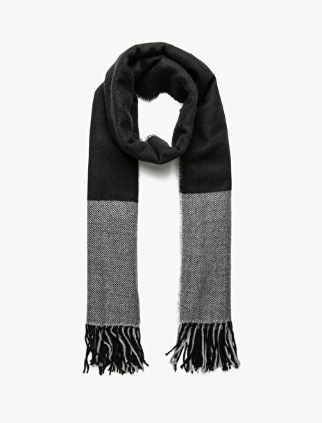 Koton Kadın Renk Bloklu Püsküllü Atkı