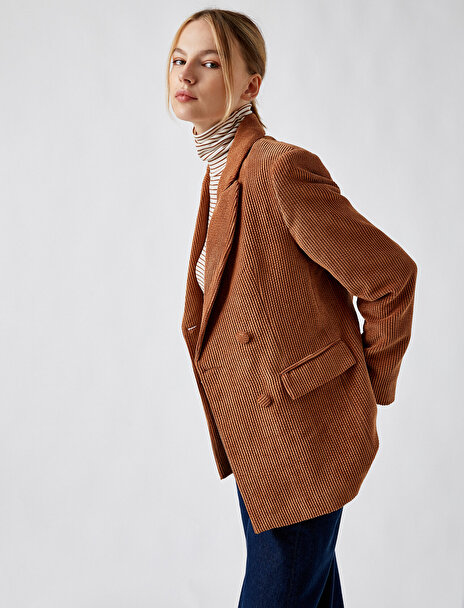 Koton Kadın Fitilli Kadife Düğmeli Ceket