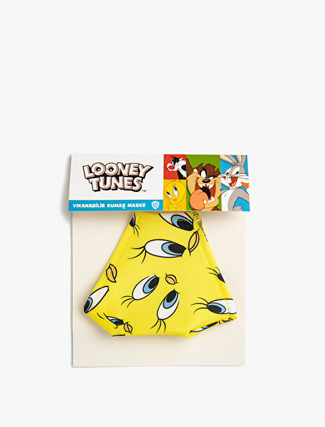 Koton Kadın Tweety Lisanslı Baskılı Yıkanabilir Kumaş Maske