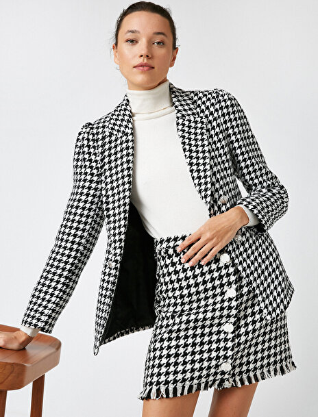 Koton Kadın Kazayağı Cep Detaylı Blazer Ceket