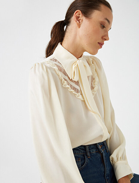 Koton Kadın Bağcıklı Saten Gömlek