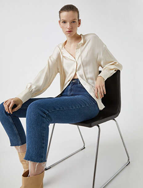 Koton Kadın Mandarin Yaka Saten Gömlek Koton Kadın Mandarin Yaka Saten Gömlek