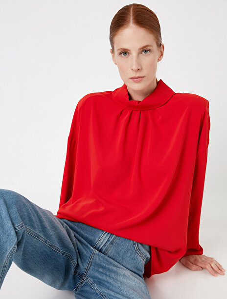 Koton Kadın Balıkçı Yaka Vatkalı Uzun Kollu Bluz