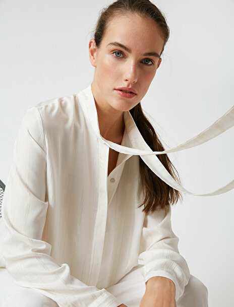 Koton Kadın Fular Yaka Uzun Kollu Gömlek