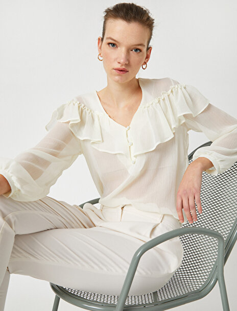 Koton Kadın Volanlı Şifon Gömlek