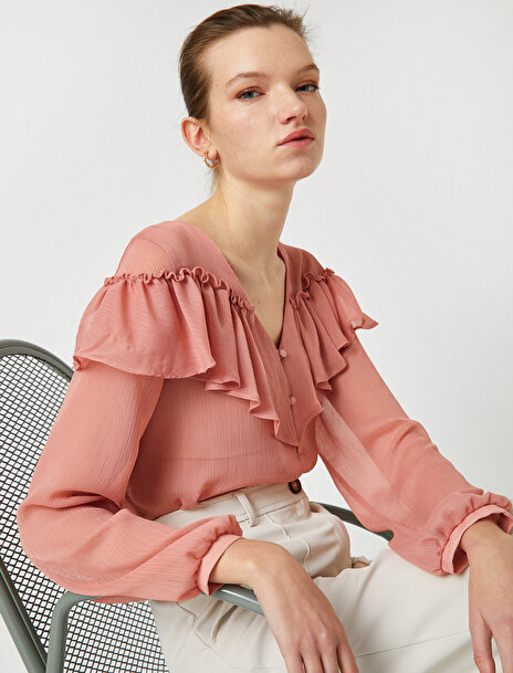 Koton Kadın Volanlı Şifon Gömlek