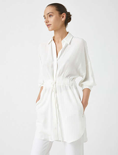 Koton Kadın Gömlek Yaka Beli Bağlamalı Tunik