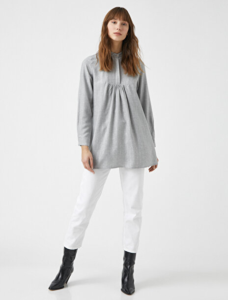 Koton Kadın Mandarin Yaka 3/4 Kol Oversize Tunik Koton Kadın Mandarin Yaka 3/4 Kol Oversize Tunik