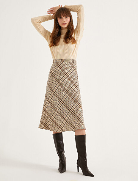 Koton Kadın Ekose Midi Etek
