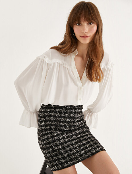 Koton Kadın Kareli Mini Etek