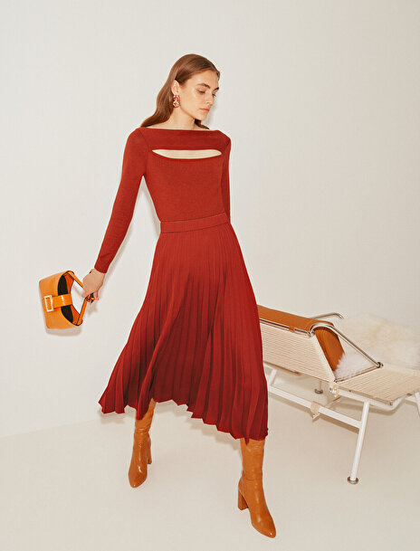 Koton Kadın Pileli Midi Etek