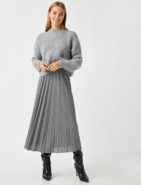 Koton Kadın Pileli Midi Etek