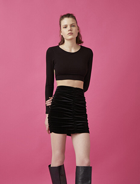 Koton Kadın Kadife Mini Etek