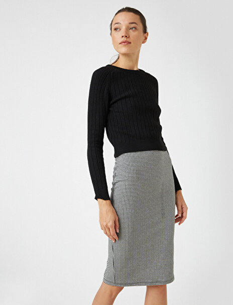 Koton Kadın Kareli Kalem Etek