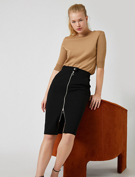 Koton Kadın Önü Fermuarlı Kalem Etek