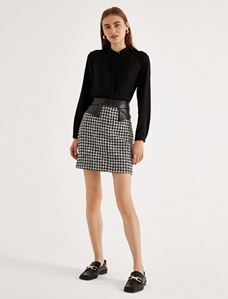 Koton Kadın Suni Deri Detaylı Kazayağı Etek