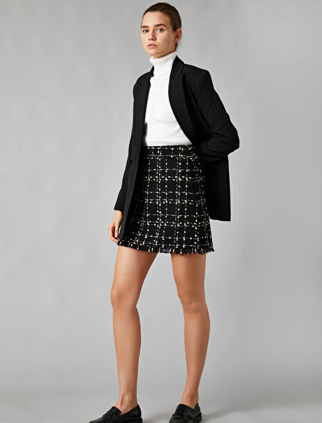 Koton Kadın Ekoseli Mini Etek