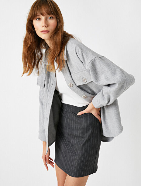 Koton Kadın Çizgili Mini Etek