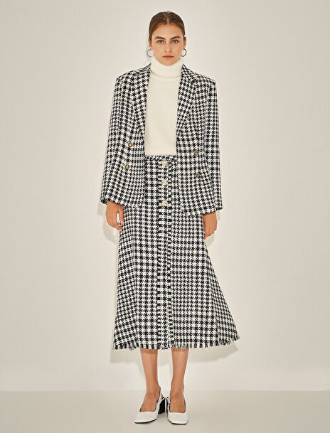 Koton Kadın Skirtly Yours Styledby Melis Ağazat - Düğmeli Kazayağı Midi Etek