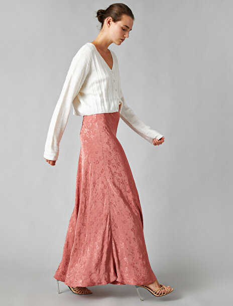 Koton Kadın Düğmeli Çiçekli Saten Maxi Etek Koton Kadın Düğmeli Çiçekli Saten Maxi Etek