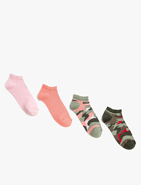 Koton Kadın Kadın Kamuflaj Desenli Çorap Seti Pamuklu 4'lü