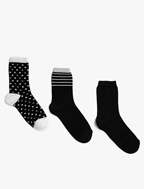 Koton Kadın Kadın Çizgili Puantiyeli Çorap Seti Pamuklu 3'lü