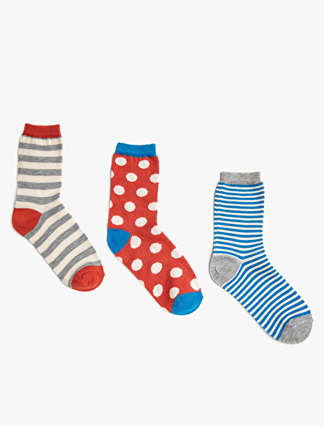 Koton Kadın Kadın Puantiyeli Desenli Pamuklu 3'lü Çorap Seti