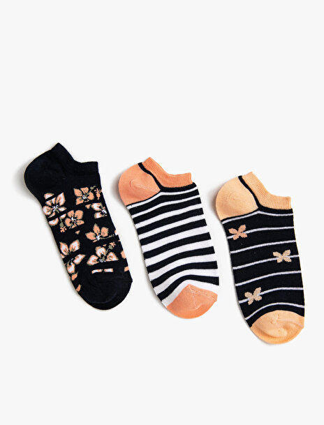 Koton Kadın Kadın Desenli Çorap Seti Pamuklu Çizgili