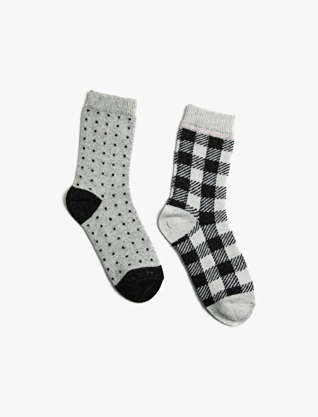 Koton Kadın Kadın 2'li Kareli Desenli Yün İçerikli Çorap Seti Koton Kadın Kadın 2'li Kareli Desenli Yün İçerikli Çorap Seti