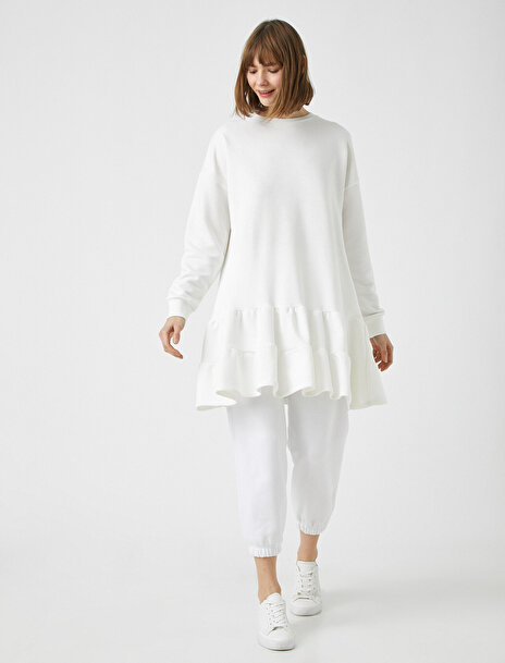 Koton Kadın Pamuklu Bisiklet Yaka Uzun Kollu Oversize Kısa Elbise Koton Kadın Pamuklu Bisiklet Yaka Uzun Kollu Oversize Kısa Elbise