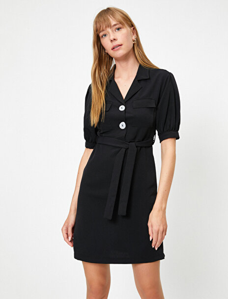 Koton Kadın Cepli Kısa Kollu Düğmeli Kısa Elbise