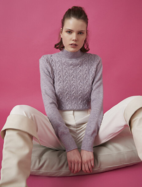 Koton Kadın Uzun Kollu Örgü Detaylı Boğazlı Triko Kazak Koton Kadın Uzun Kollu Örgü Detaylı Boğazlı Triko Kazak