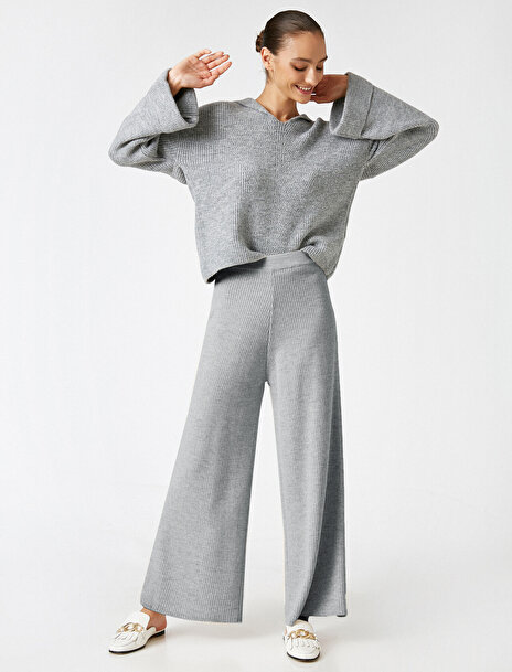 Koton Kadın Genis Paça Triko Pantolon