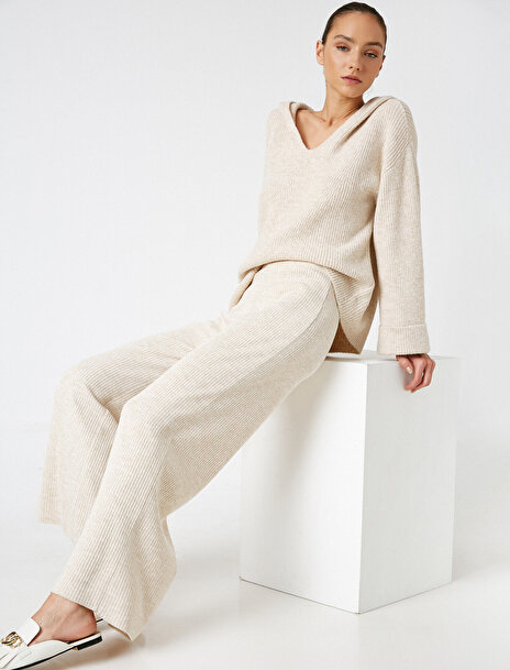 Koton Kadın Geniş Paça Triko Pantolon