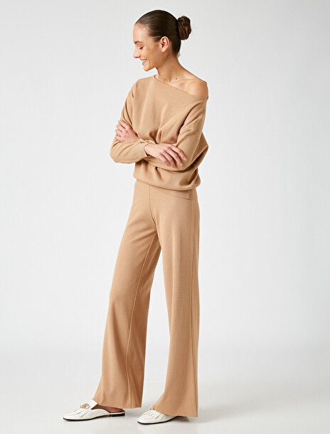 Koton Kadın Genis Paça Triko Pantolon