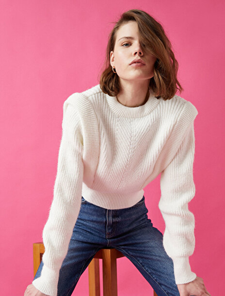 Koton Kadın Bisiklet Yaka Vatkalı Oversize Kazak