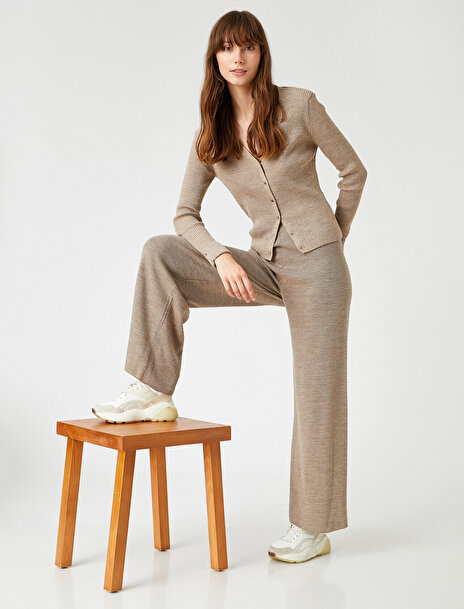 Koton Kadın Geniş Paça Triko Pantolon