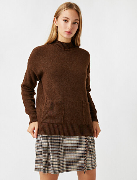 Koton Kadın Balıkçı Yaka Uzun Kollu Oversize Triko Kazak