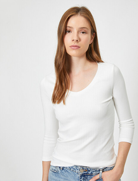 Koton Kadın 3/4 Kollu Slim Tişört