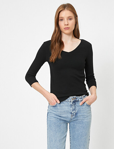 Koton Ole Genç Kız 3/4 Kollu Slim Tişört