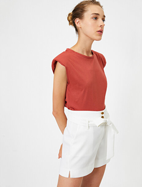 Koton Kadın Pamuklu Vatkalı Kısa Kollu Tişört