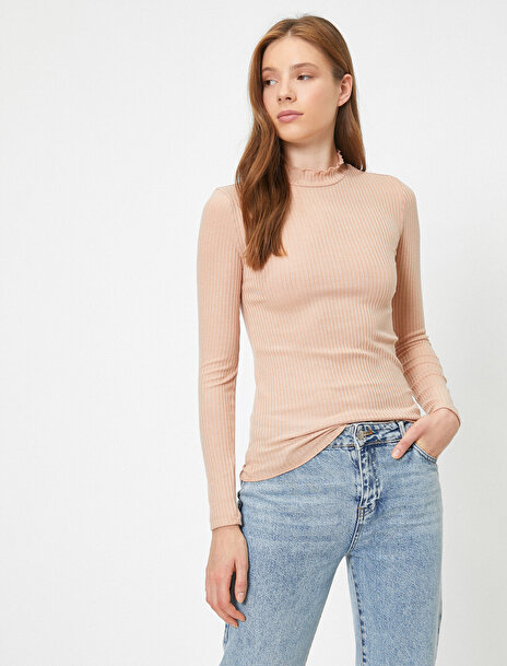 Koton Kadın Slim Ribana Uzun Kollu Tişört