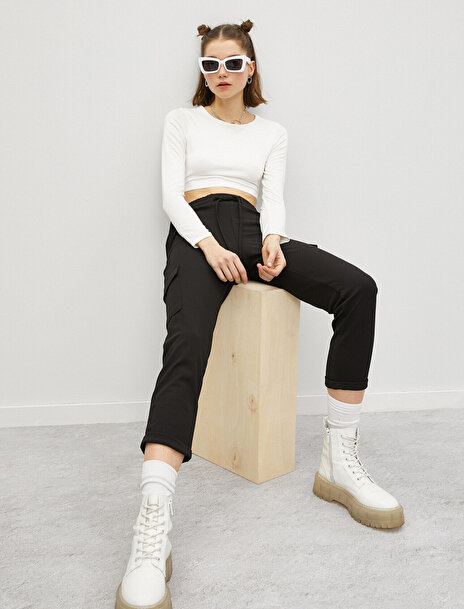 Koton Ole Genç Kız Krep Cepli Pantolon